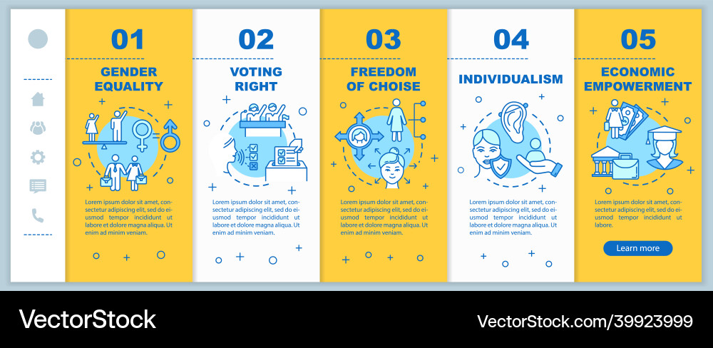 Gender equality onboarding template female Vector Image