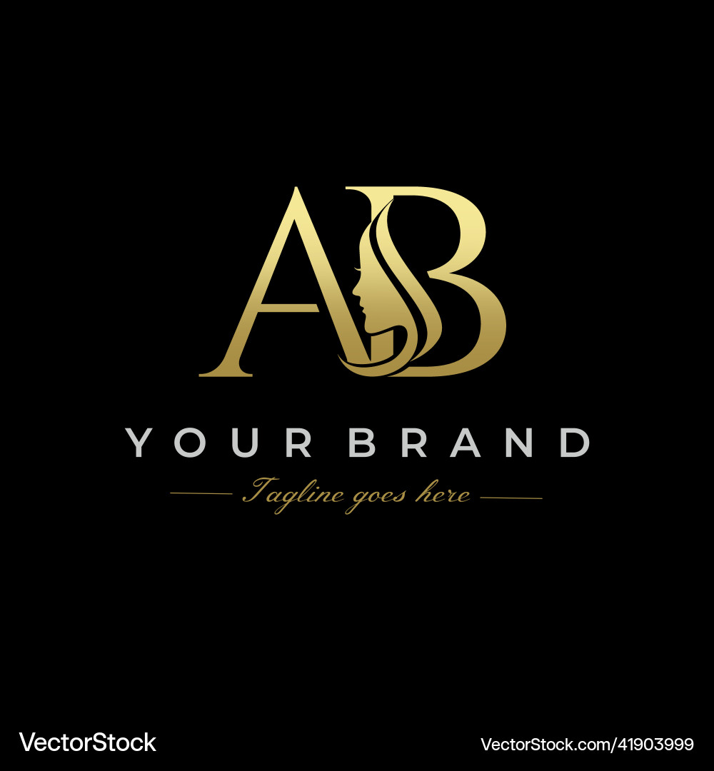 Initial letter ab beauty face logo design Vector Image