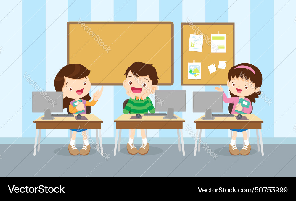 Kids on online learning education courses 2 Vector Image