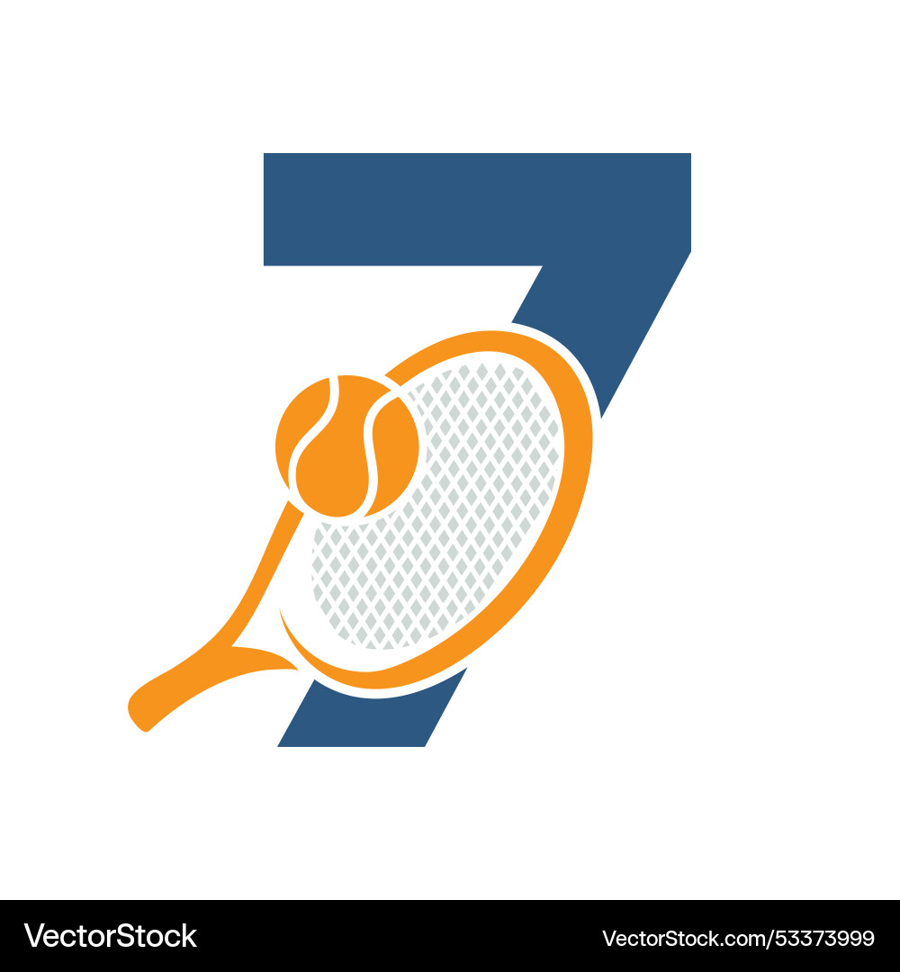 Letter 7 tennis logo paddle symbol template Vector Image