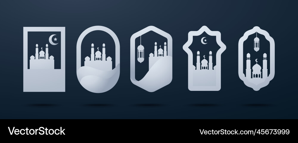 Premium islamic badge with ornament Royalty Free Vector