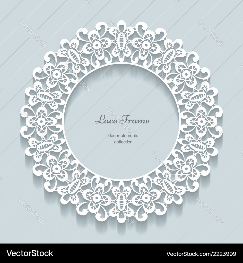 Round paper lace frame Royalty Free Vector Image