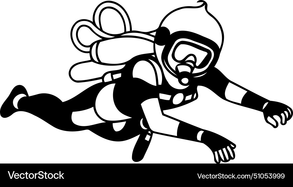 Scuba diver cartoon in suit Royalty Free Vector Image