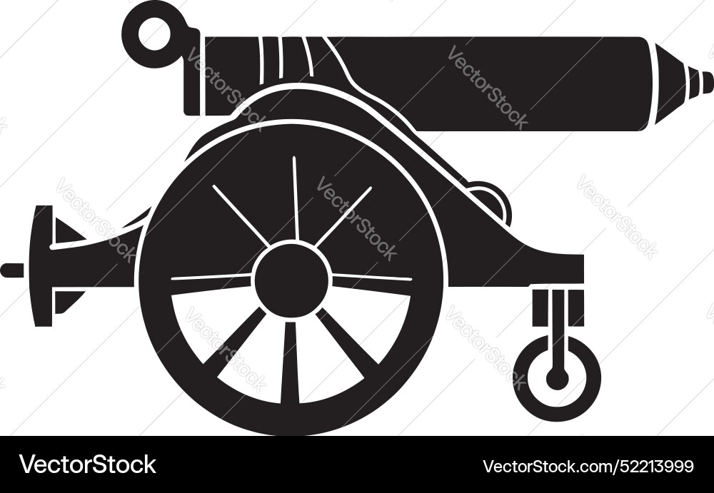 Striking precision black cannon iconic Royalty Free Vector
