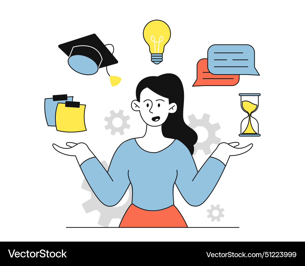 Woman with skills doodle Royalty Free Vector Image
