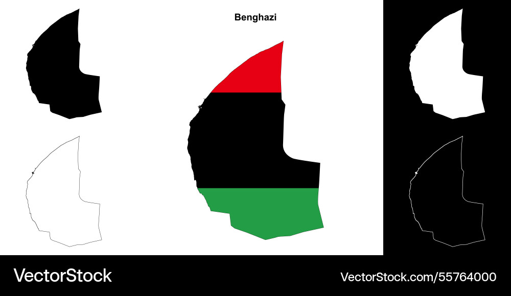 Benghazi outline map Royalty Free Vector Image