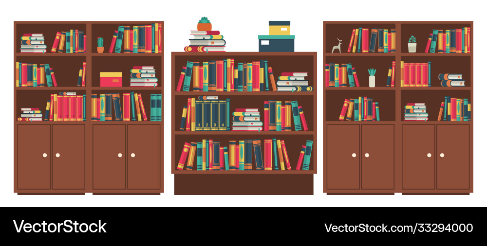 Library book shelves room stacks Royalty Free Vector Image