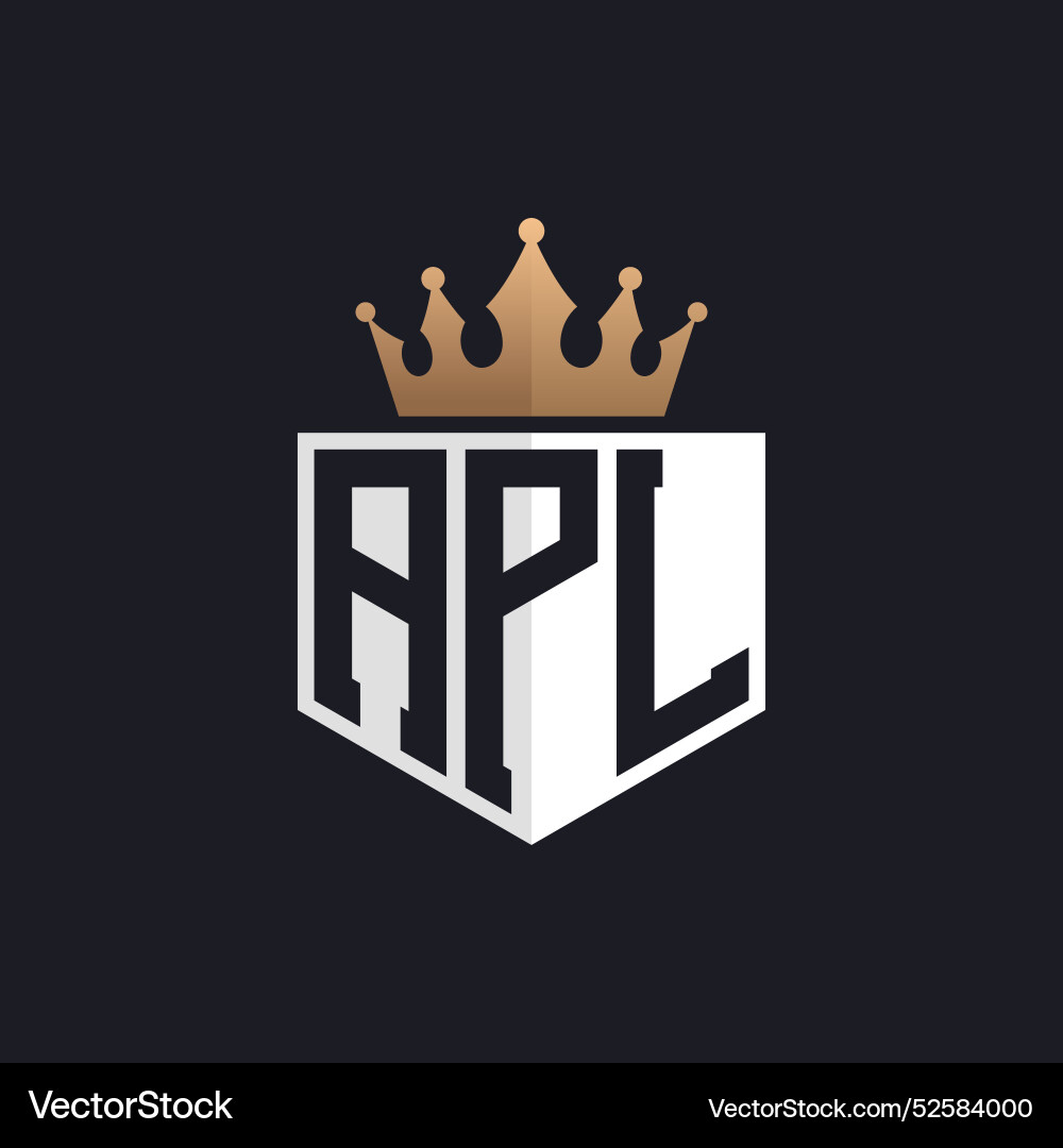 Luxury apl logo with crown elegant initials Vector Image