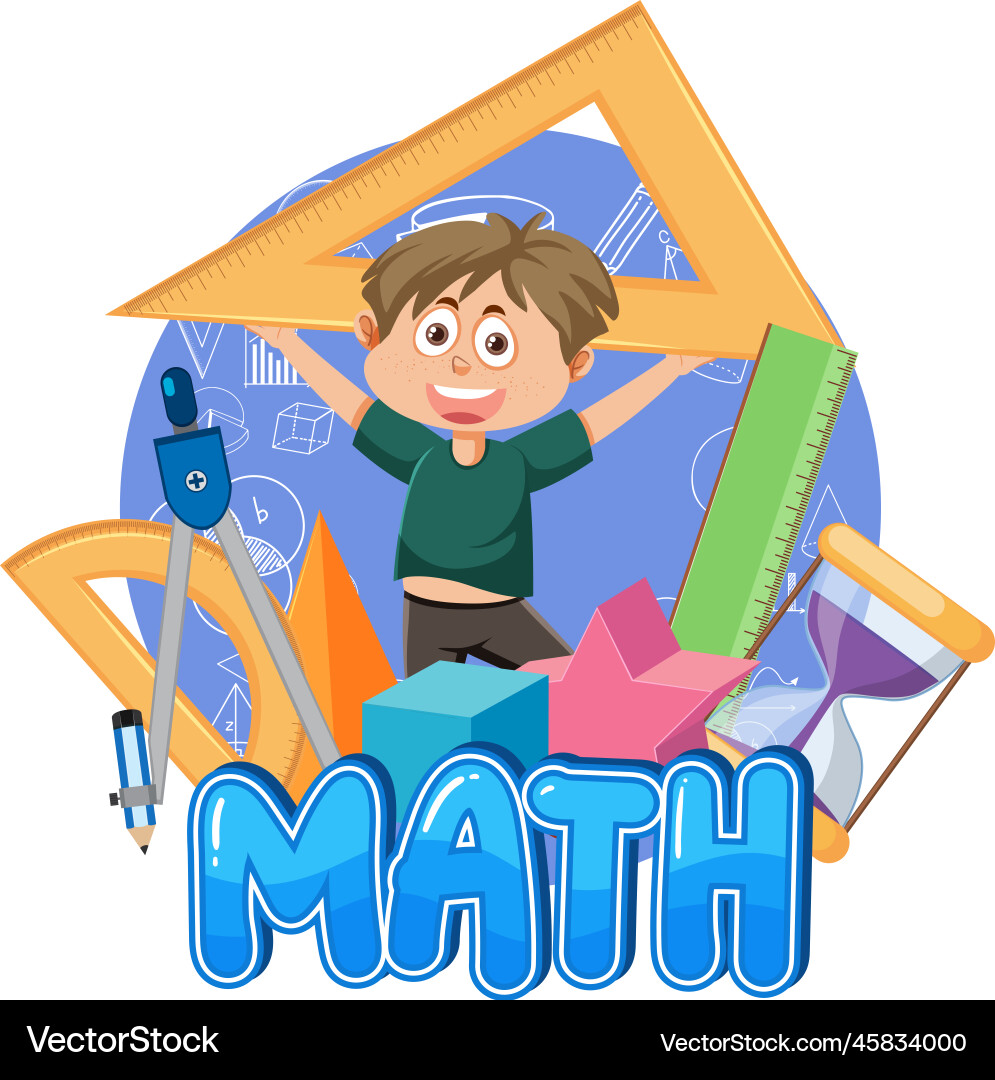 Math boy isolated banner Royalty Free Vector Image