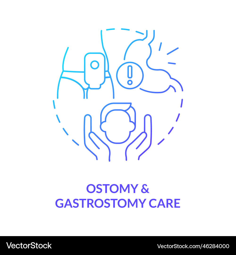 Ostomy and gastrostomy care blue gradient concept Vector Image