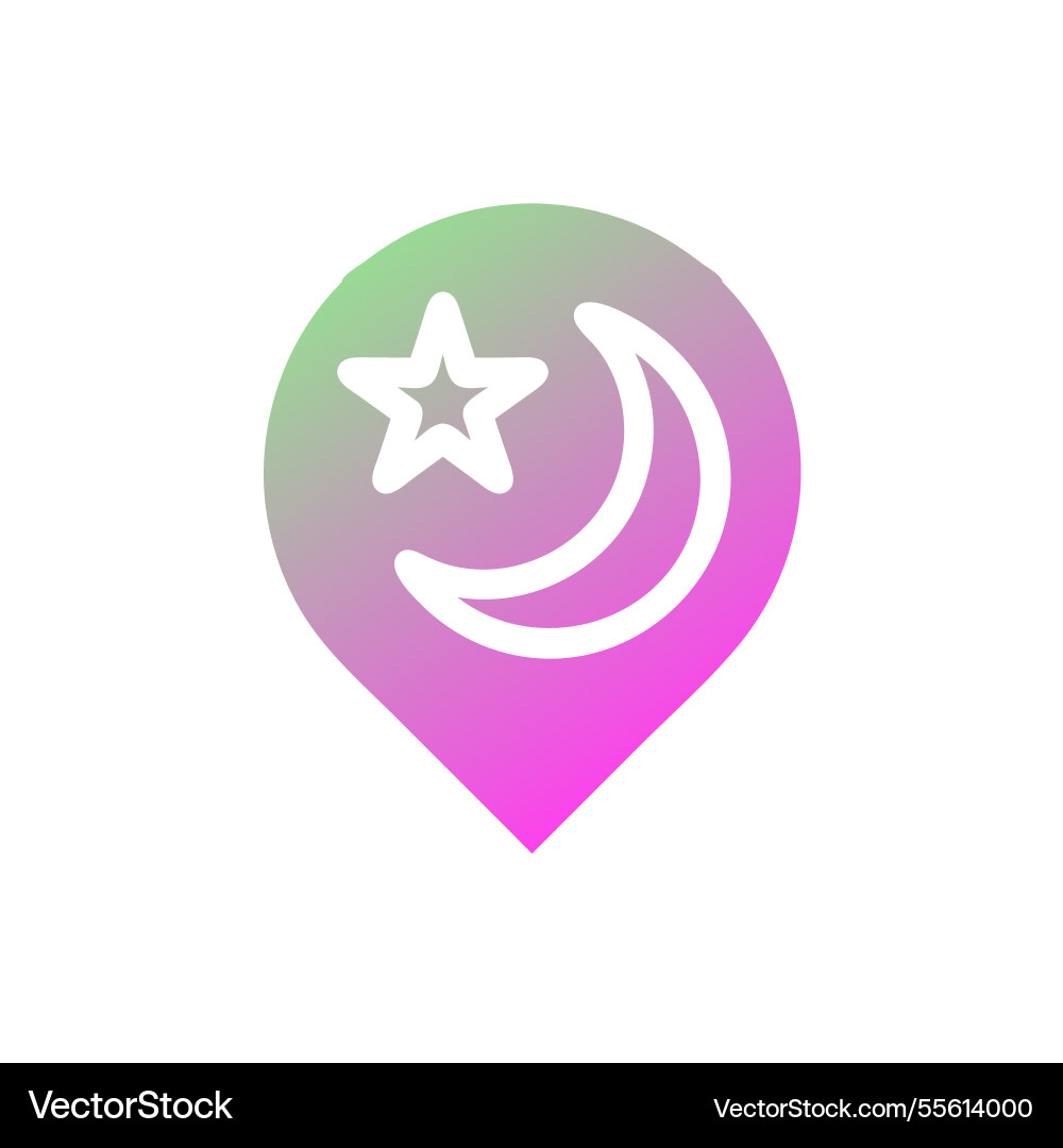Ramadan location icon with star and crescent moon Vector Image