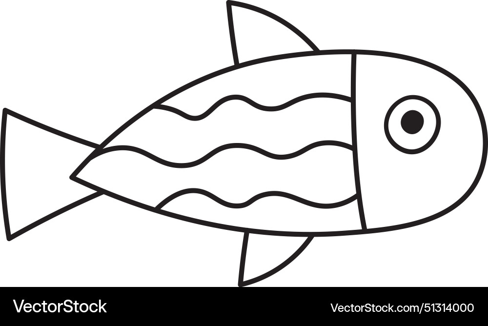 Sea fish doodle Royalty Free Vector Image - VectorStock
