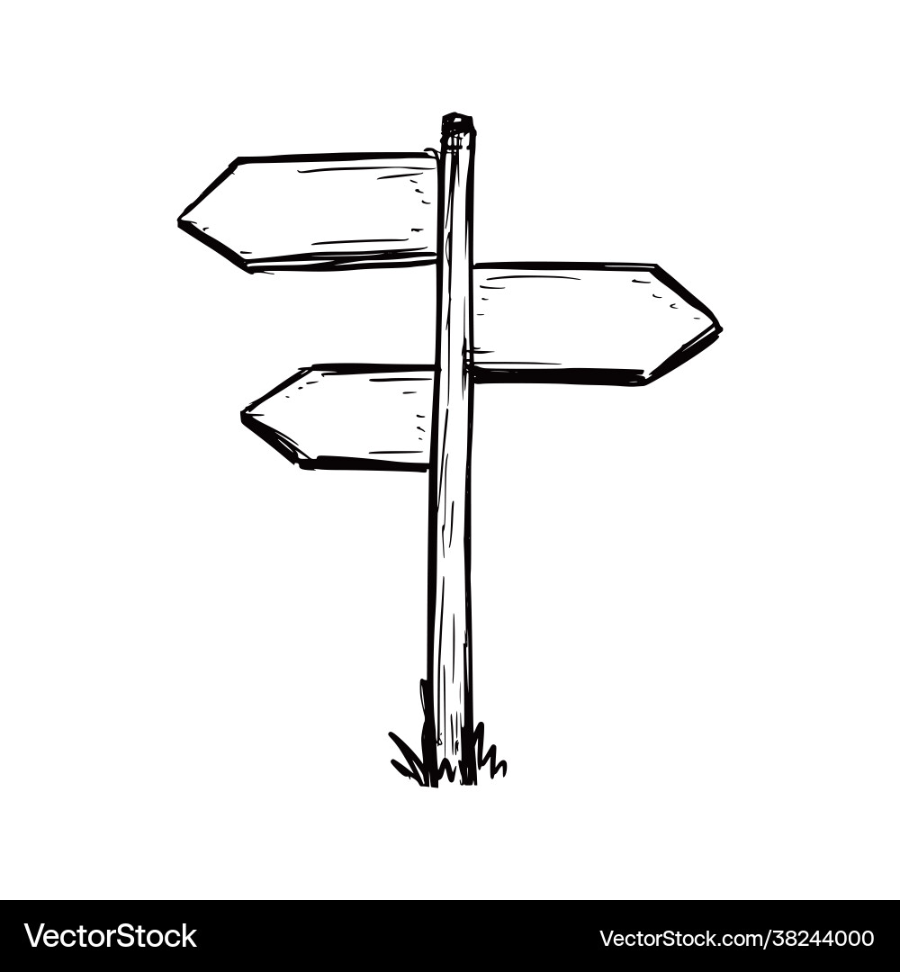 Sketch direction sign hand drawn Royalty Free Vector Image