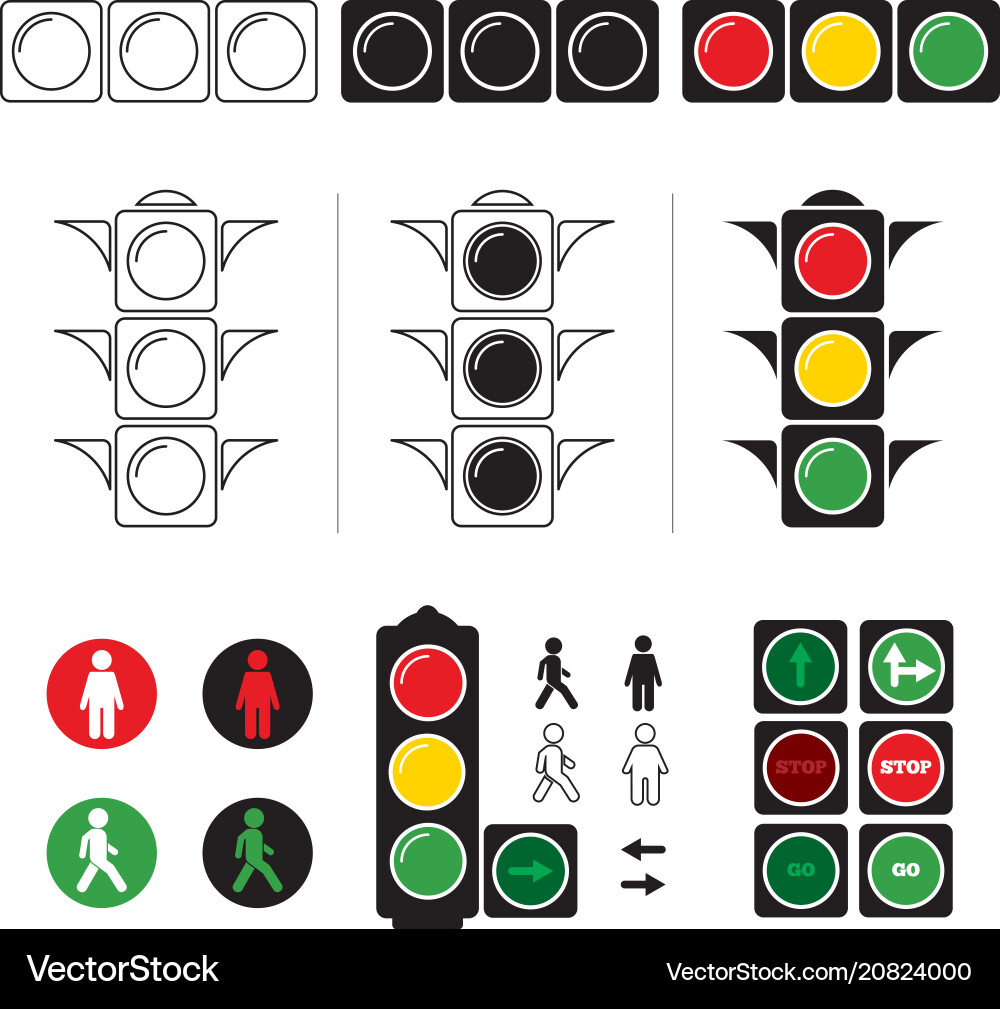 Stylized Traffic Light Set Royalty Free Vector Image