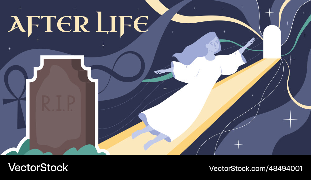 Afterlife death flat collage Royalty Free Vector Image