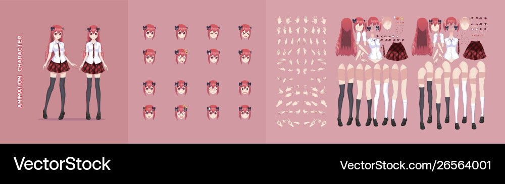 Anime Girl Character Animation Royalty Free Vector Image
