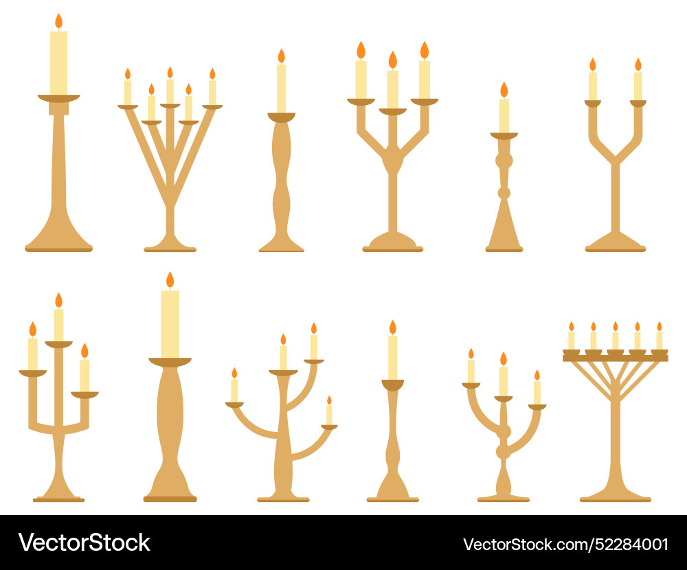 Candlesticks icon set in minimalist style candle Vector Image