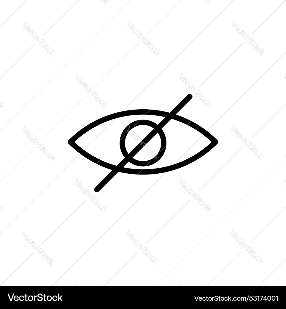 Eye crossed icon set blind view symbol hidden Vector Image