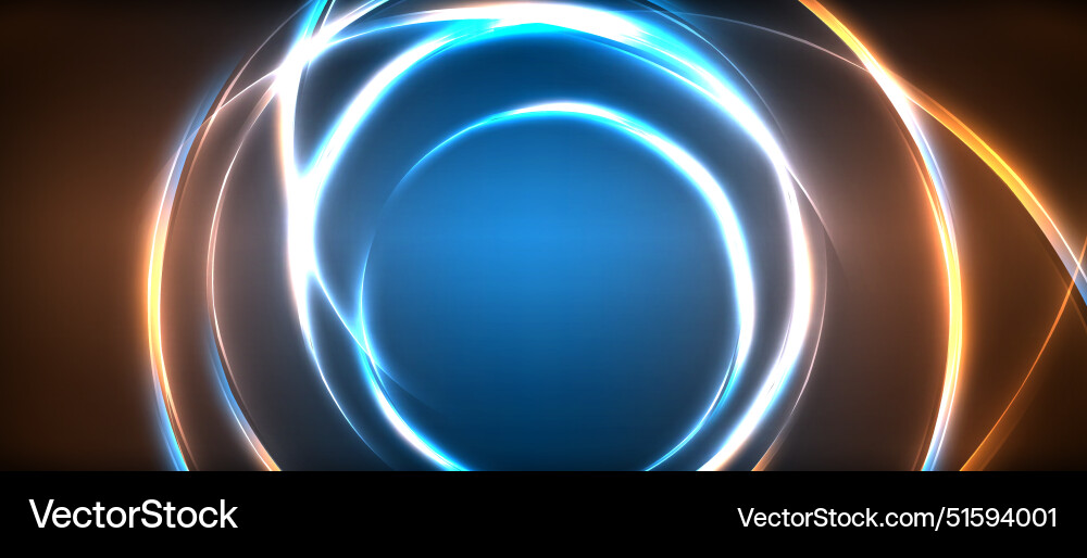 Neon glowing circle rays light round lines Vector Image