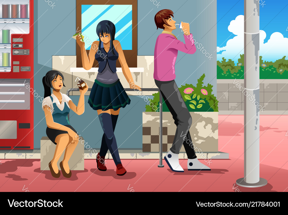People talking outdoor Royalty Free Vector Image