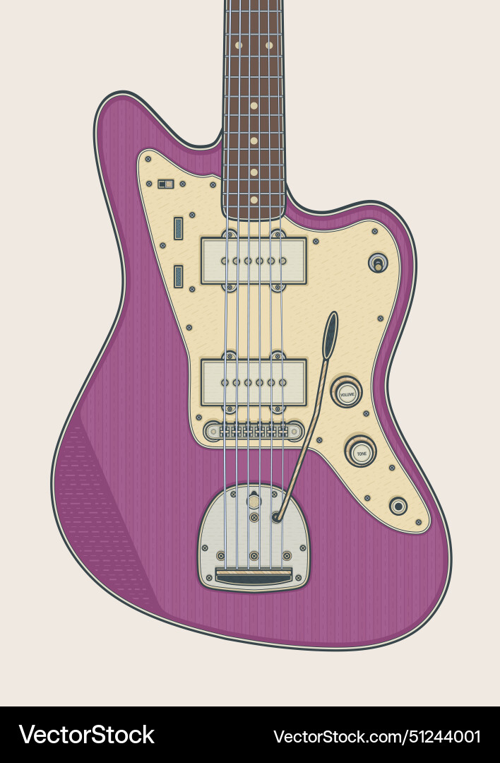 Purple offset body guitar Royalty Free Vector Image