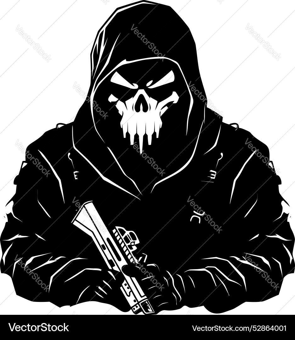 Reapers relentless scythe weapon emblem design Vector Image