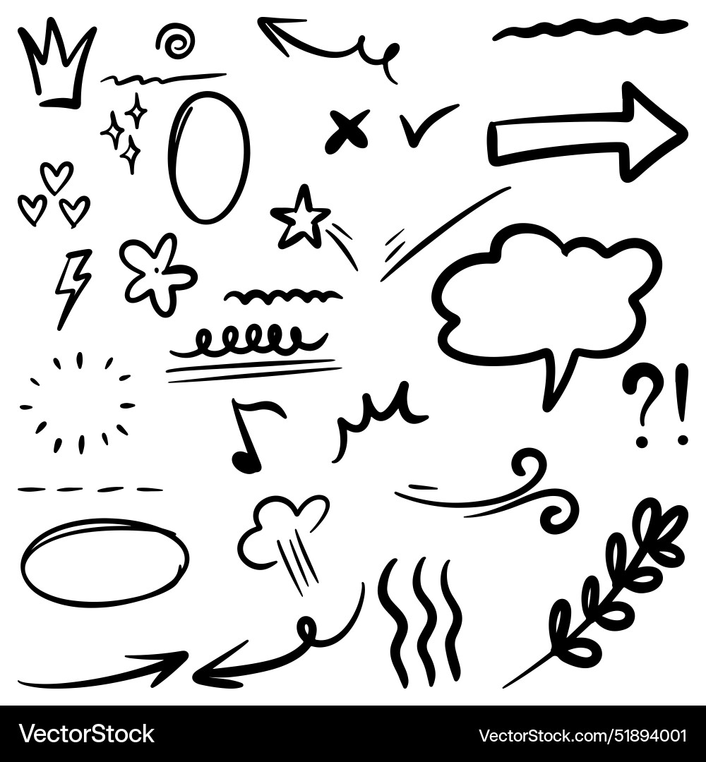Set of hand drawn doodle elements for concept Vector Image