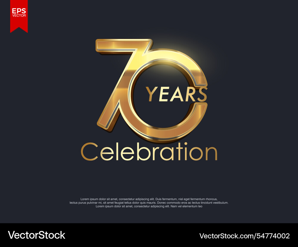70th anniversary celebration design Royalty Free Vector