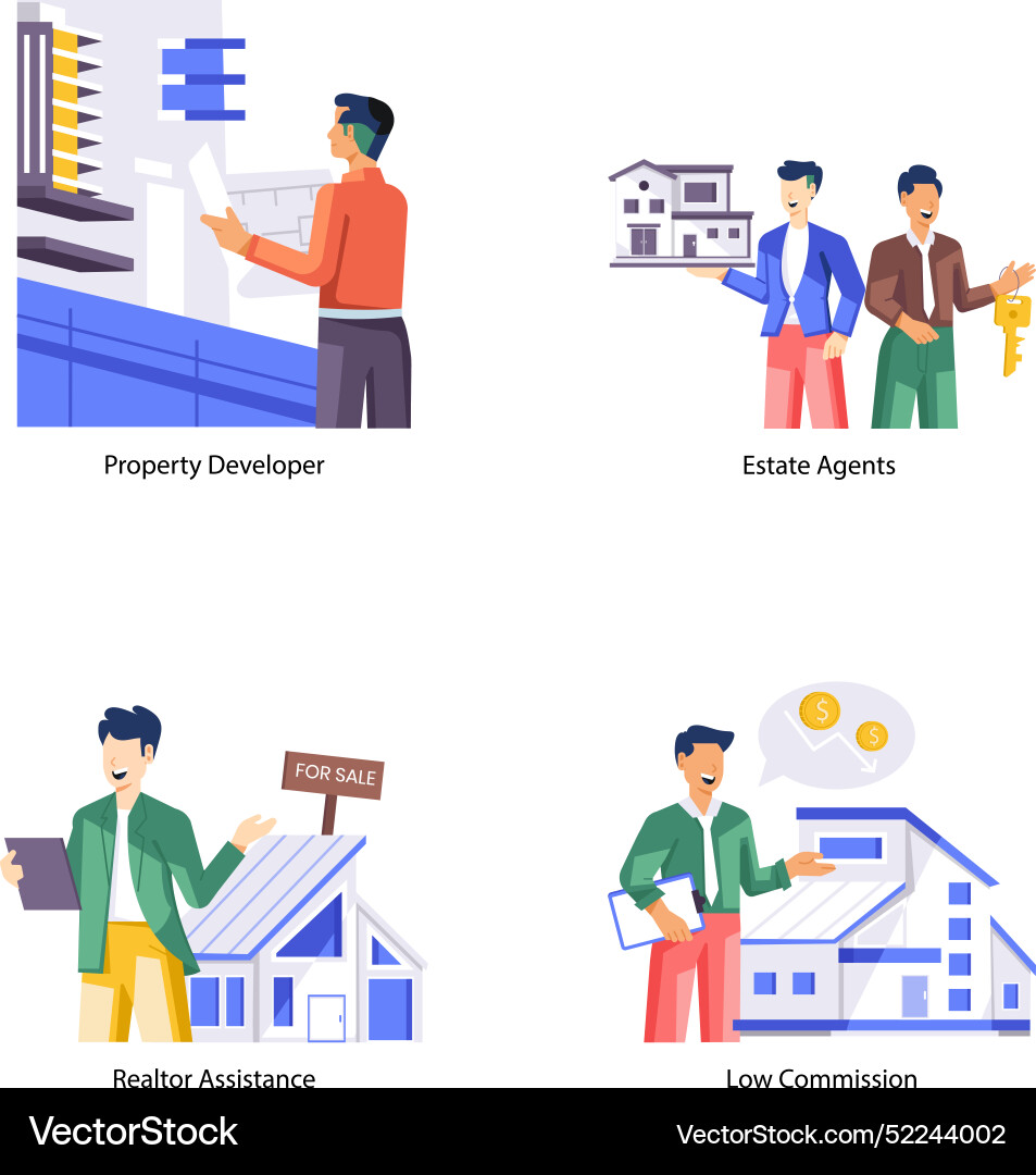 Basic rgbset of real estate flat Royalty Free Vector Image