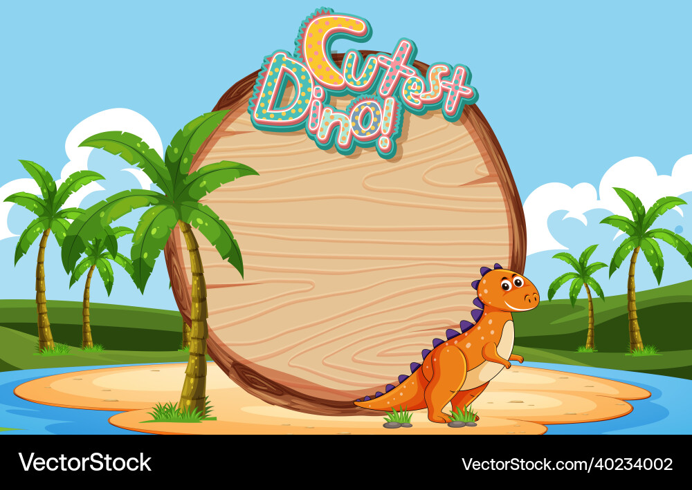 Beach scene with empty board template and cute Vector Image