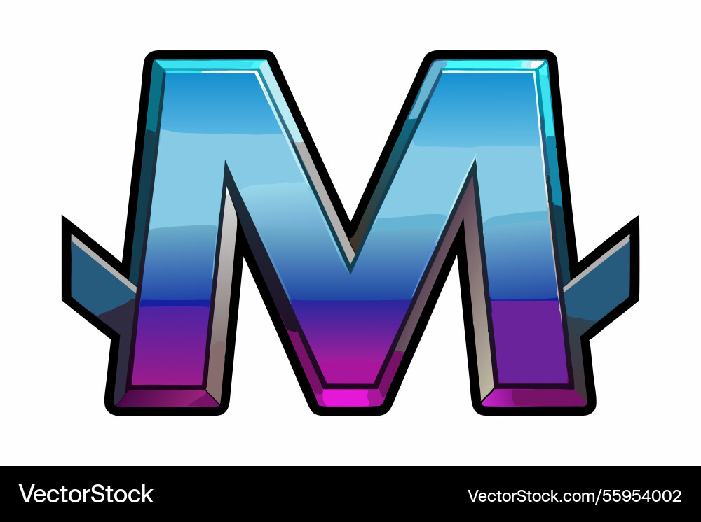 Bold Chrom Buchstaben m mit metallischem Glanz ideal