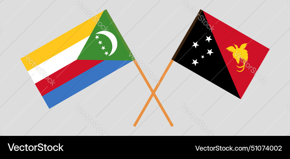 Crossed flags of the comoros and papua new guinea Vector Image