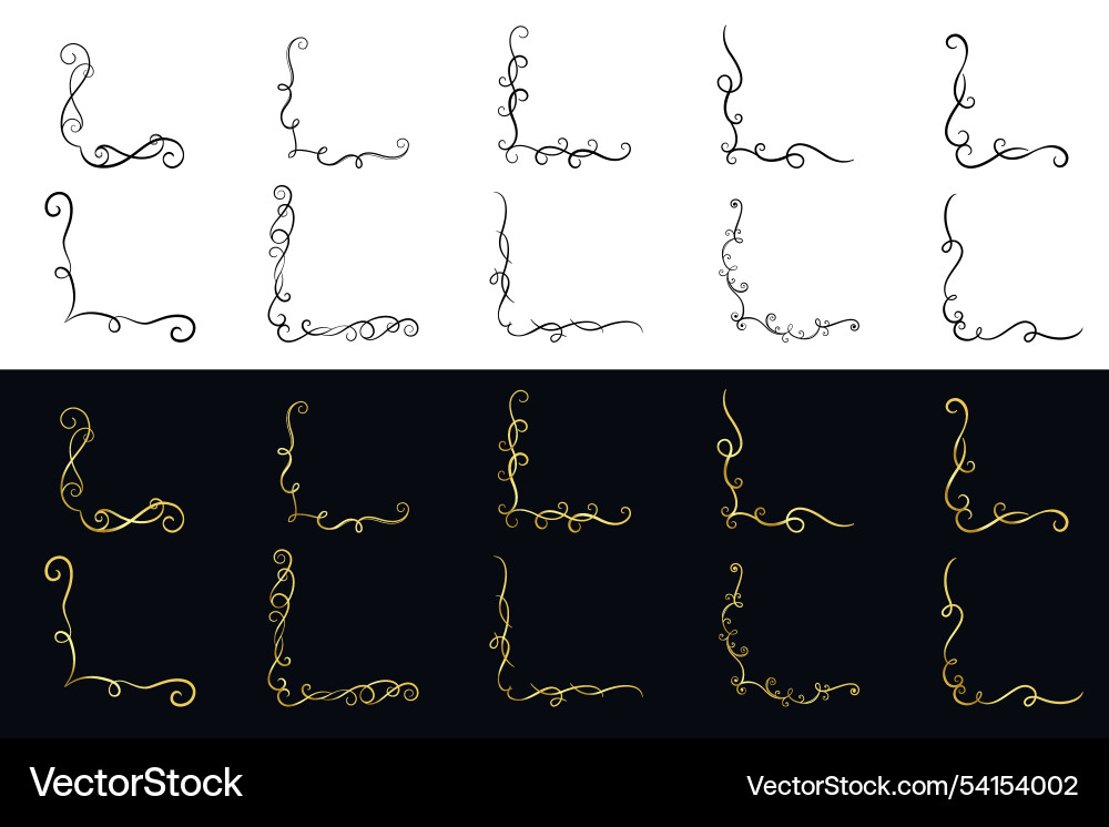 Floral ornamental corners frame big collection Vector Image