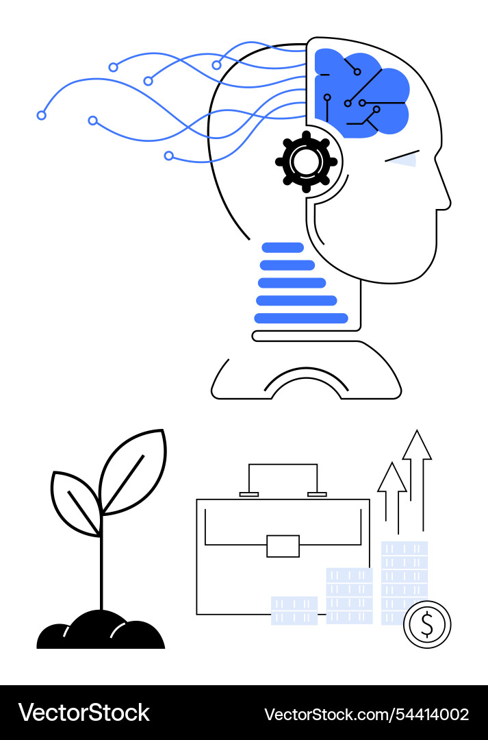 Human head with brain circuitry business Vector Image