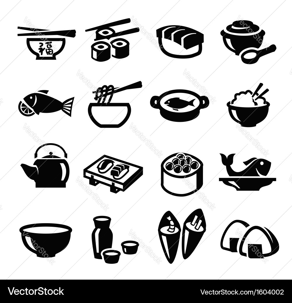 Japan food icons Royalty Free Vector Image - VectorStock