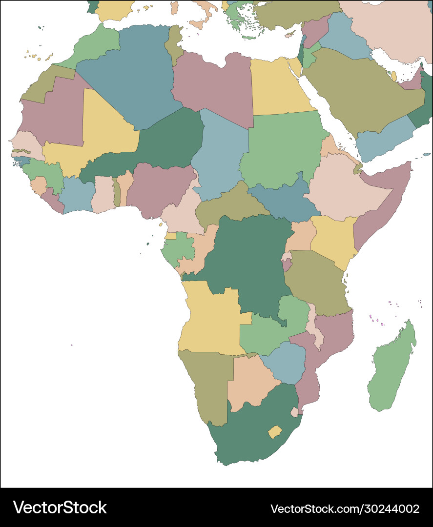 Map africa continent with countries Royalty Free Vector