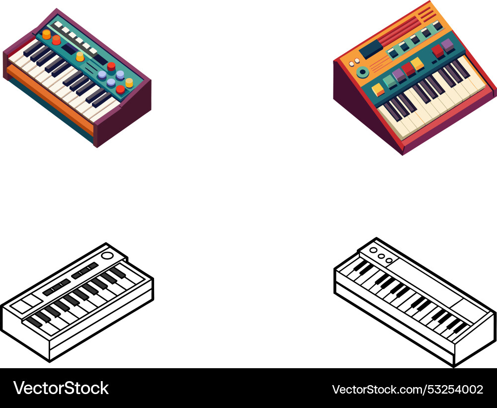 Modern electric synthesizer cartoon Royalty Free Vector