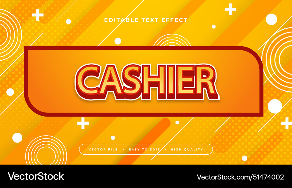 Orange yellow and white cashier 3d editable text Vector Image
