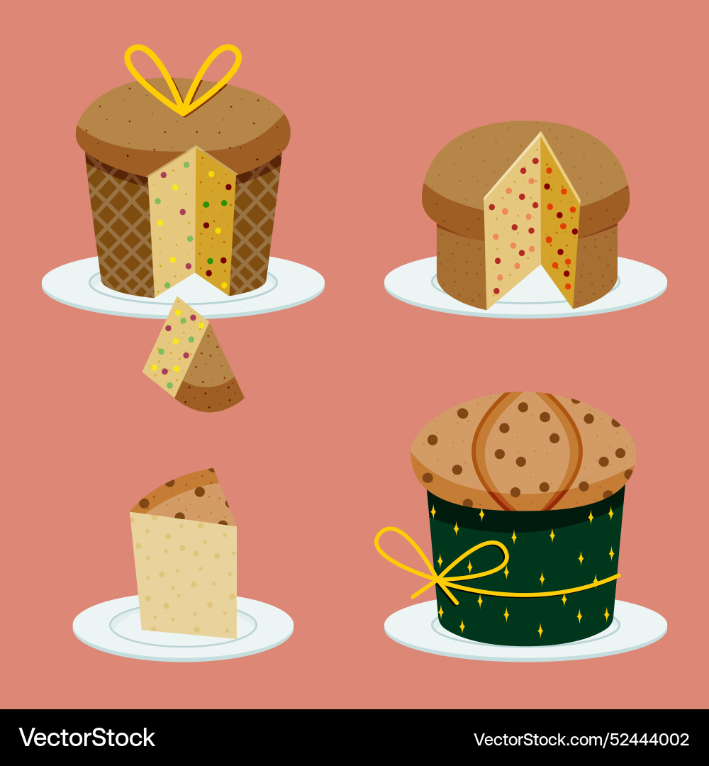 Panettone concept in flat design Royalty Free Vector Image