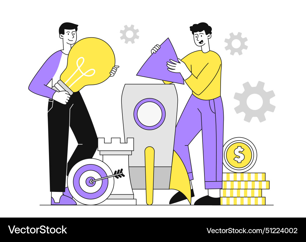 People with start up simple Royalty Free Vector Image