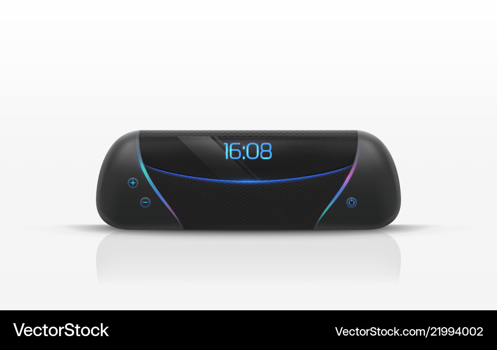 Portable speaker digital radio clock 3d Royalty Free Vector