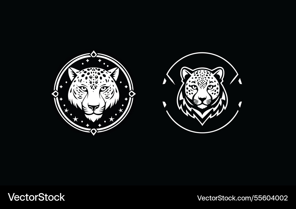 Snow leopard aztec logo concept Royalty Free Vector Image
