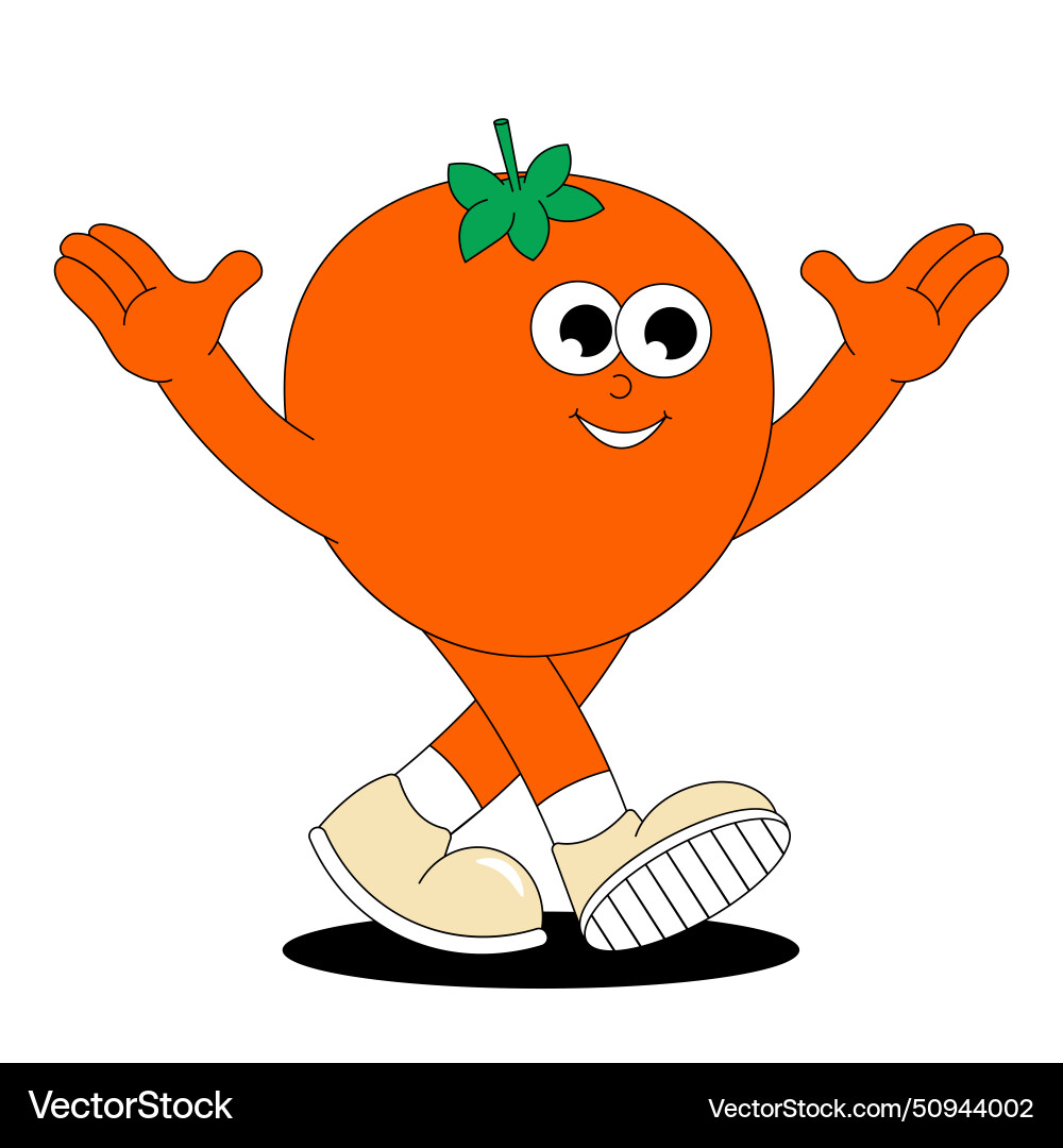 Summer vegetable tomato retro groovy character Vector Image