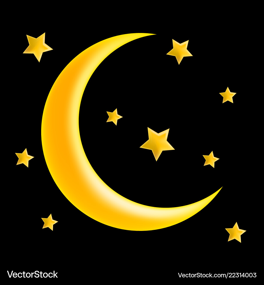 Crescent moon and star symbol icon design Vector Image