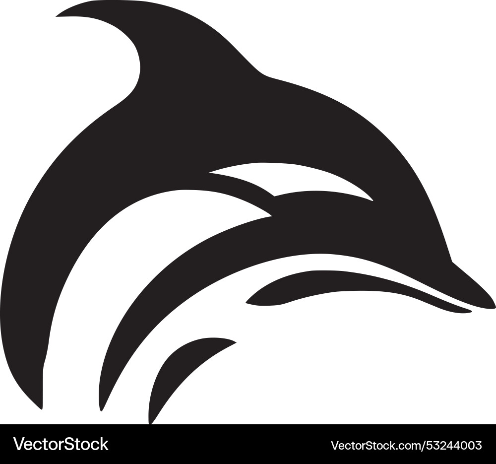 Dolphin - black and white Royalty Free Vector Image