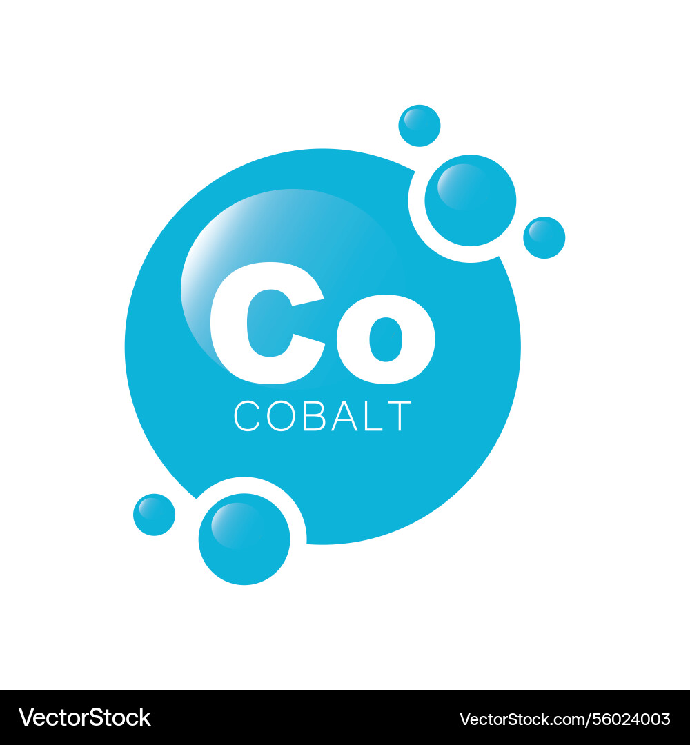 Glossy sphere with co cobalt symbol Royalty Free Vector