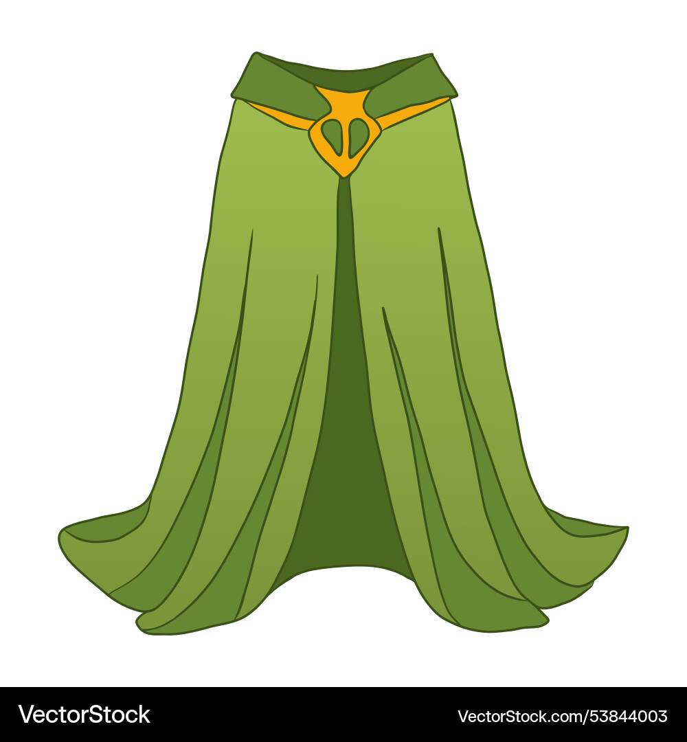 Green magic cloak in flat design flowing mantle Vector Image