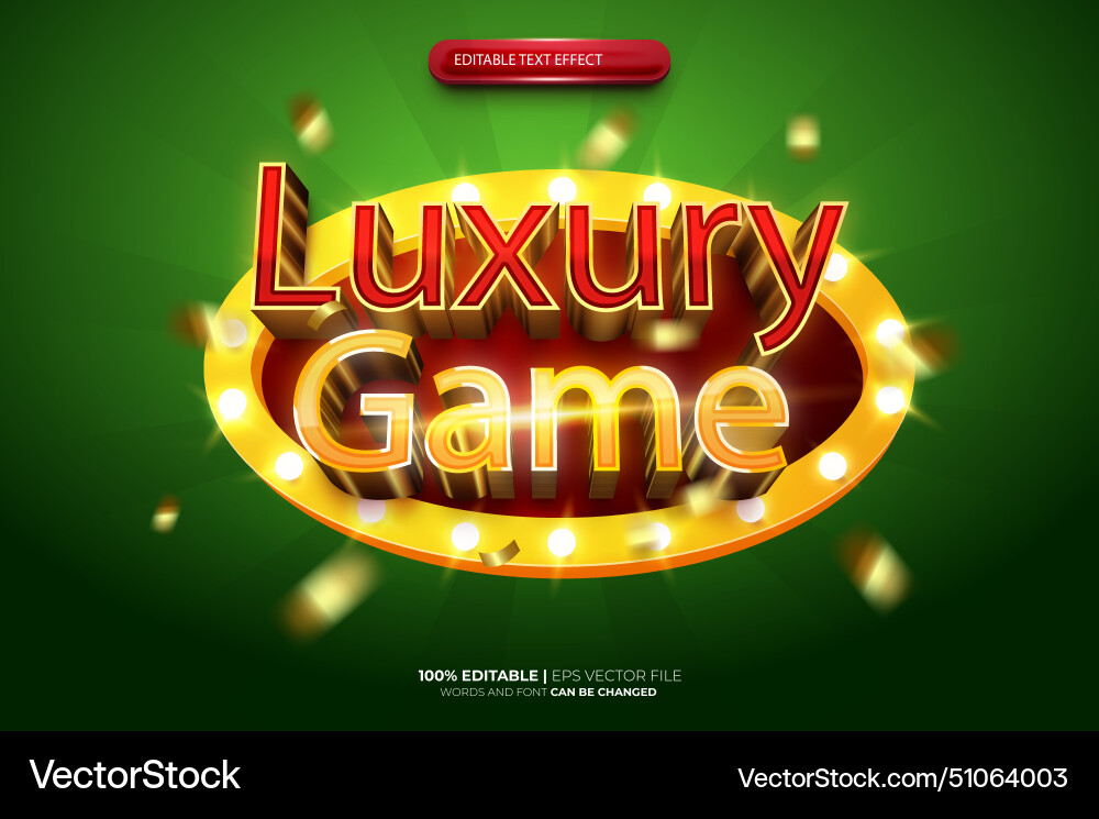 New super luxury game badge 3d editable text Vector Image
