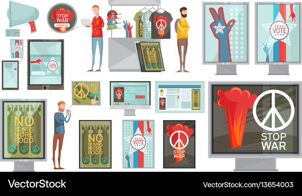 Propaganda flat set Royalty Free Vector Image - VectorStock