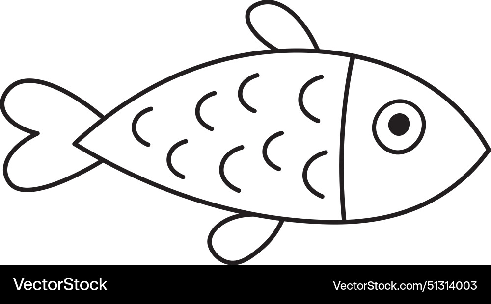 Sea fish outline Royalty Free Vector Image - VectorStock